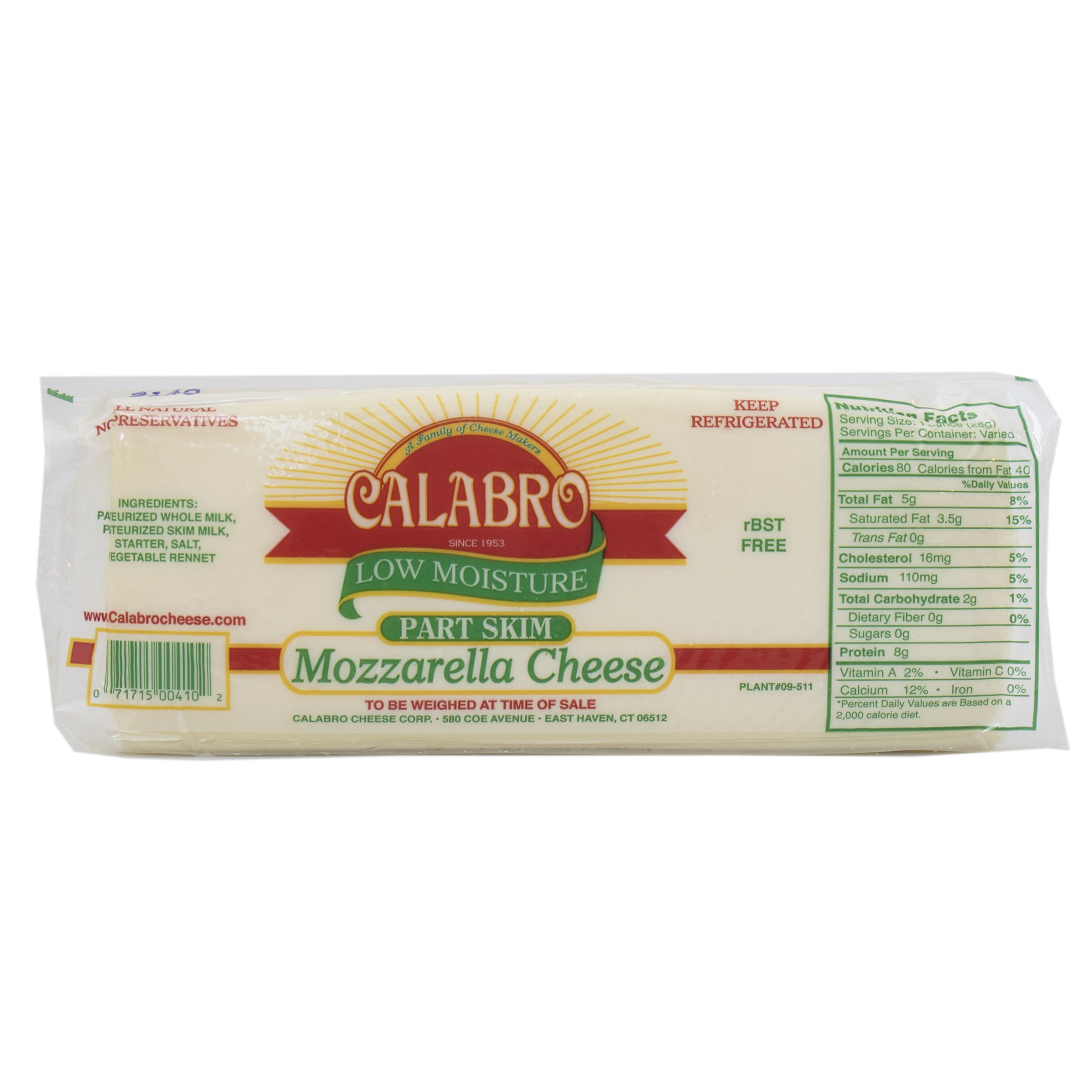 Mozzarella Part Skim Cheese Loaf