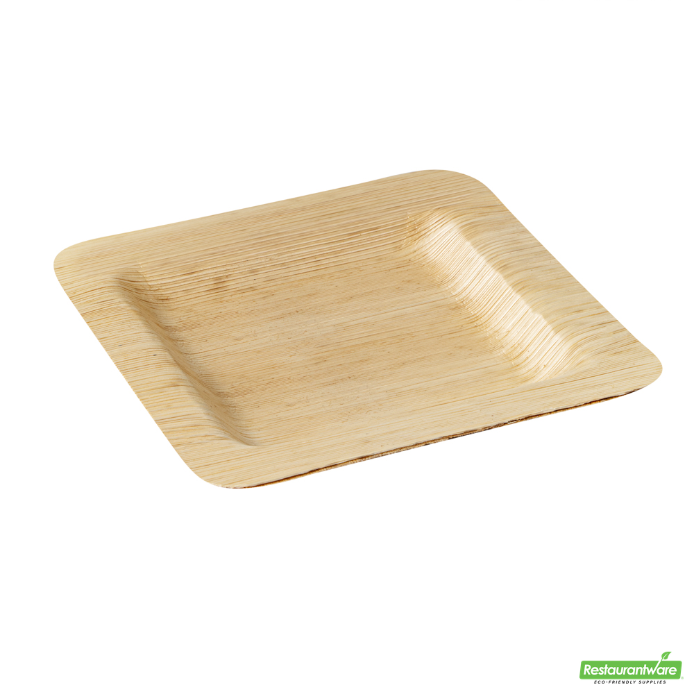 Bambuddha Square Natural Bamboo Plate - 4 3/4" x 4 3/4" x 1/2"